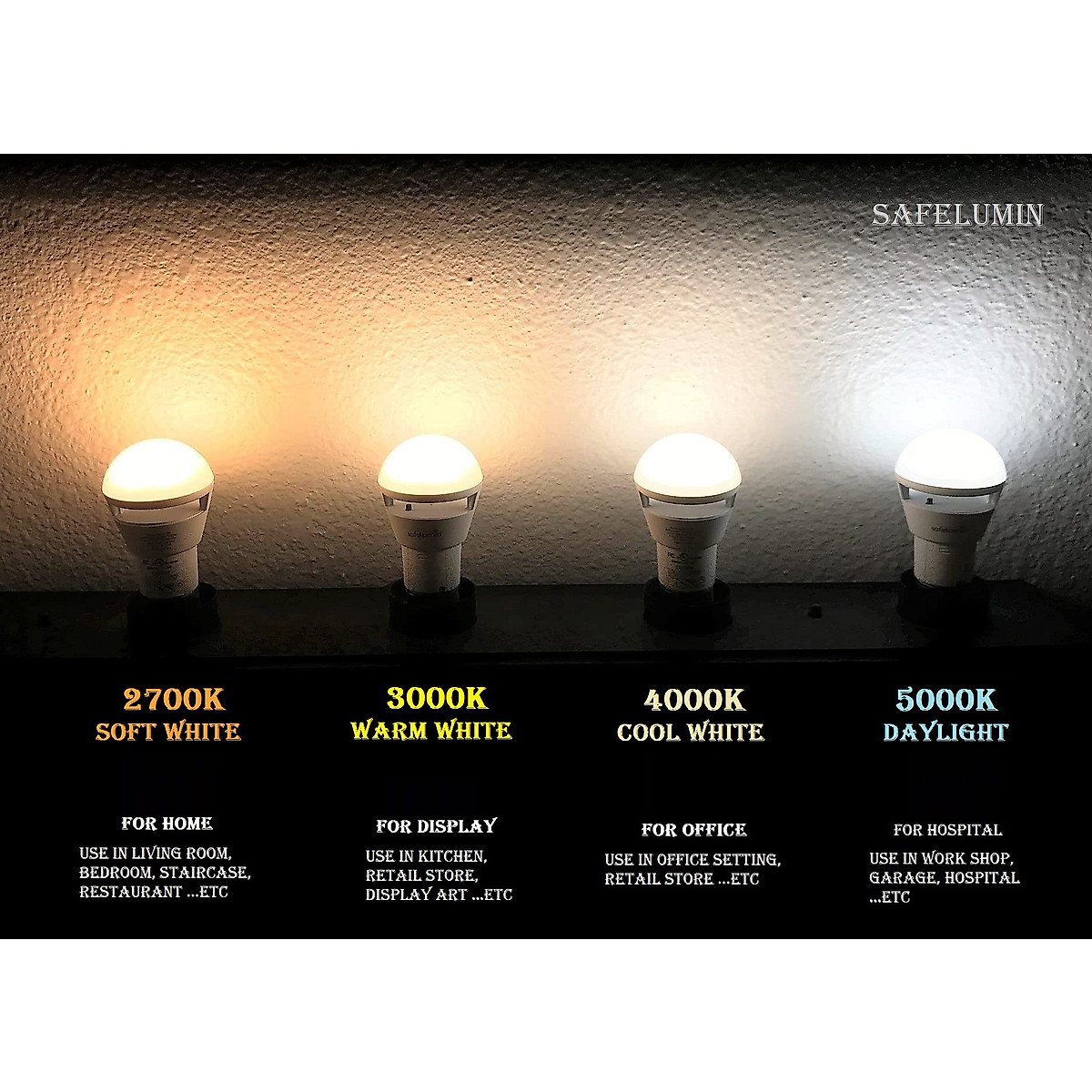 safelumin SA19-800G27 2PK Emergency Rechargeable Light Bulbs for Home Power Failure, Works as Normal LED Light Bulb & 3Hrs Battery Backup, 100-240V CE+CB 800lm 2700K Soft White E27 (2 Pack)