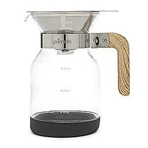 Primula Coffee Dripper Pour Over Maker Brewer Pot, Borosilicate Glass, Easy to Use and Clean, 36 oz, Light Wood