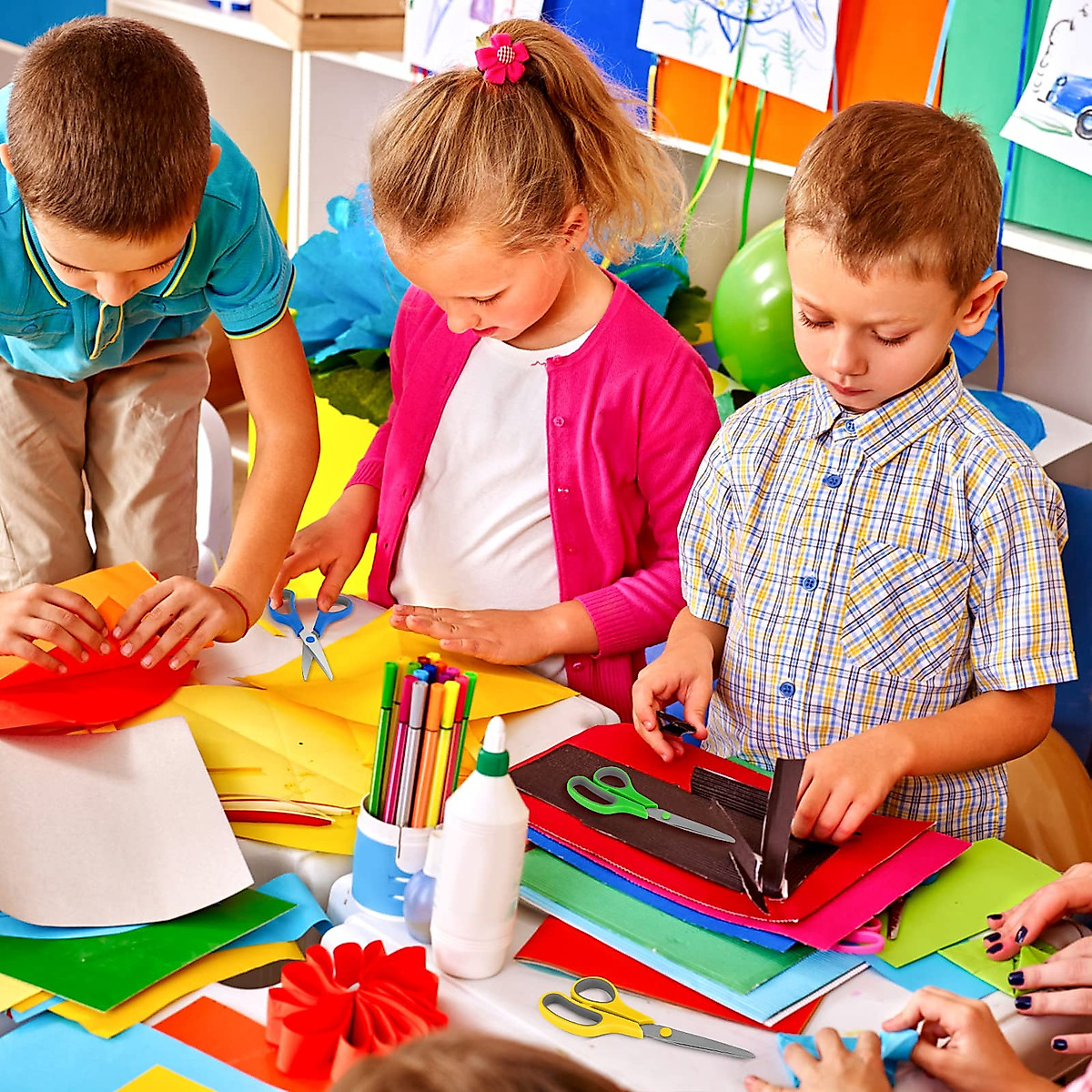 Scissors Bulk 6-Pack, All Purpose Scissors Stainless Steel Sharp Scissors for Office Home General Use Craft Supplies, High/Middle School Classroom Class Older Kids Scissor Set, Right / Left Handed