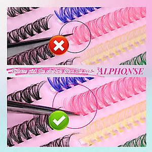 Individual Cluster Lashes 320Pcs Colored Lash CLusters DIY Eyelash Extensions 8-16mm D Curl Eyelash Clusters DIY at Home Lash Extension Fluffy Wispy Colored Lashes by ALPHONSE