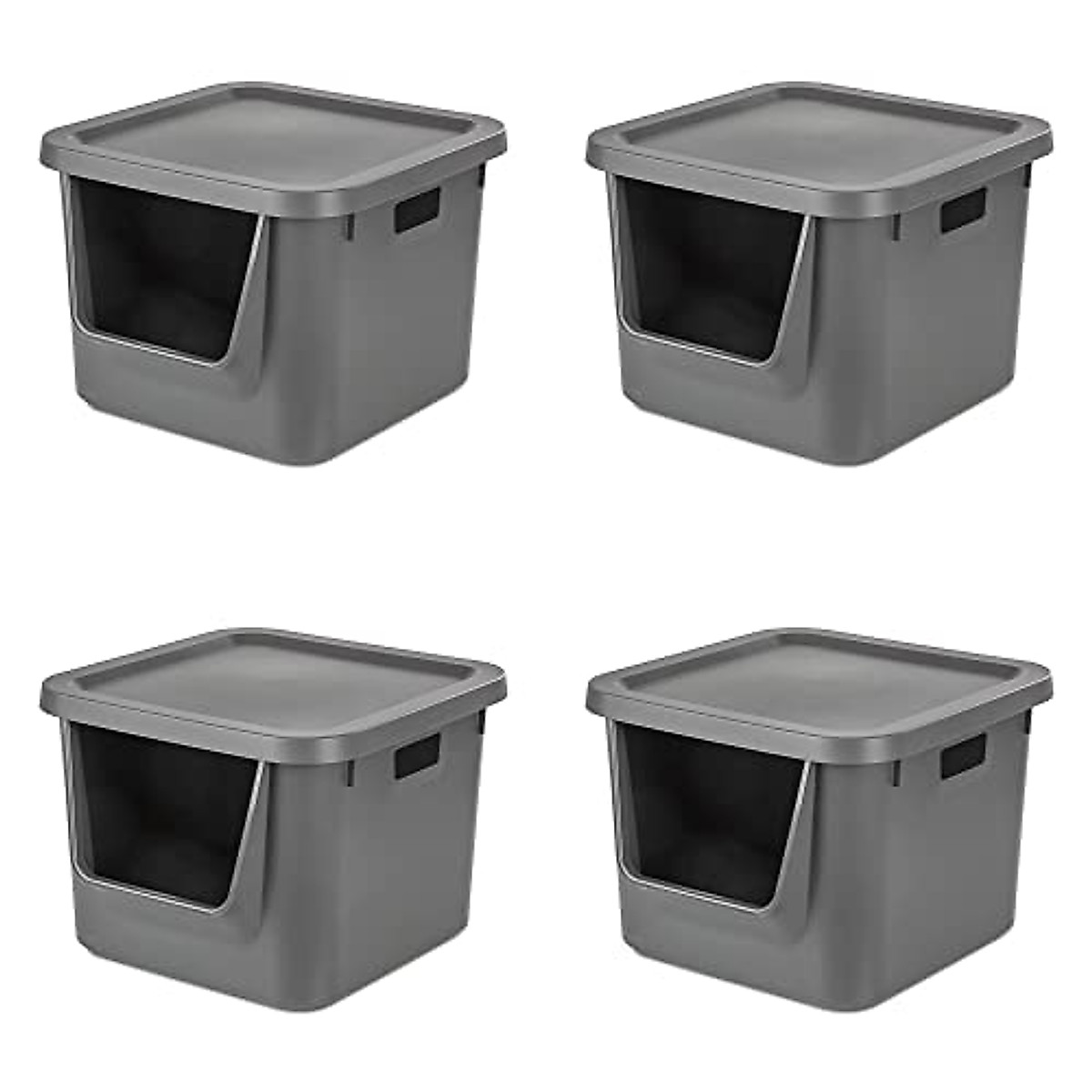 SEDLAV Square Stacking Bin Plastic, Gray Flannel, Set of 4