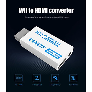 Eanetf Wii to HDMI Converter, Wii to HDMI 1080P with 5ft High Speed HDMI Cable Wii2 HDMI Adapter Output Video&Audio with 3.5mm Jack Audio, Support All Wii Display 720P, NTS