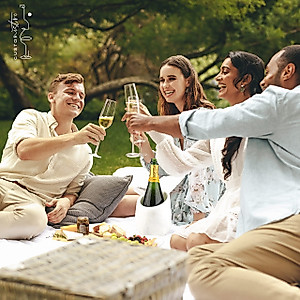 Gusto Nostro Marble Wine Chiller Bucket - 750ml Wine Bottle Cooler and Champagne Chiller for Party, Kitchen, Bar Cart Decor to Chill & Keep Bottles Cold with Unique Wine Lovers Gift Box (White)