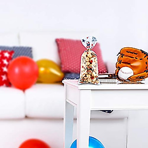 Chuangdi 100 Pack Baseball Party Cello Bags Cellophane Bag for Birthday Party Supplies Favors Party Supply Bags Goody Favor Bags (Star Style)