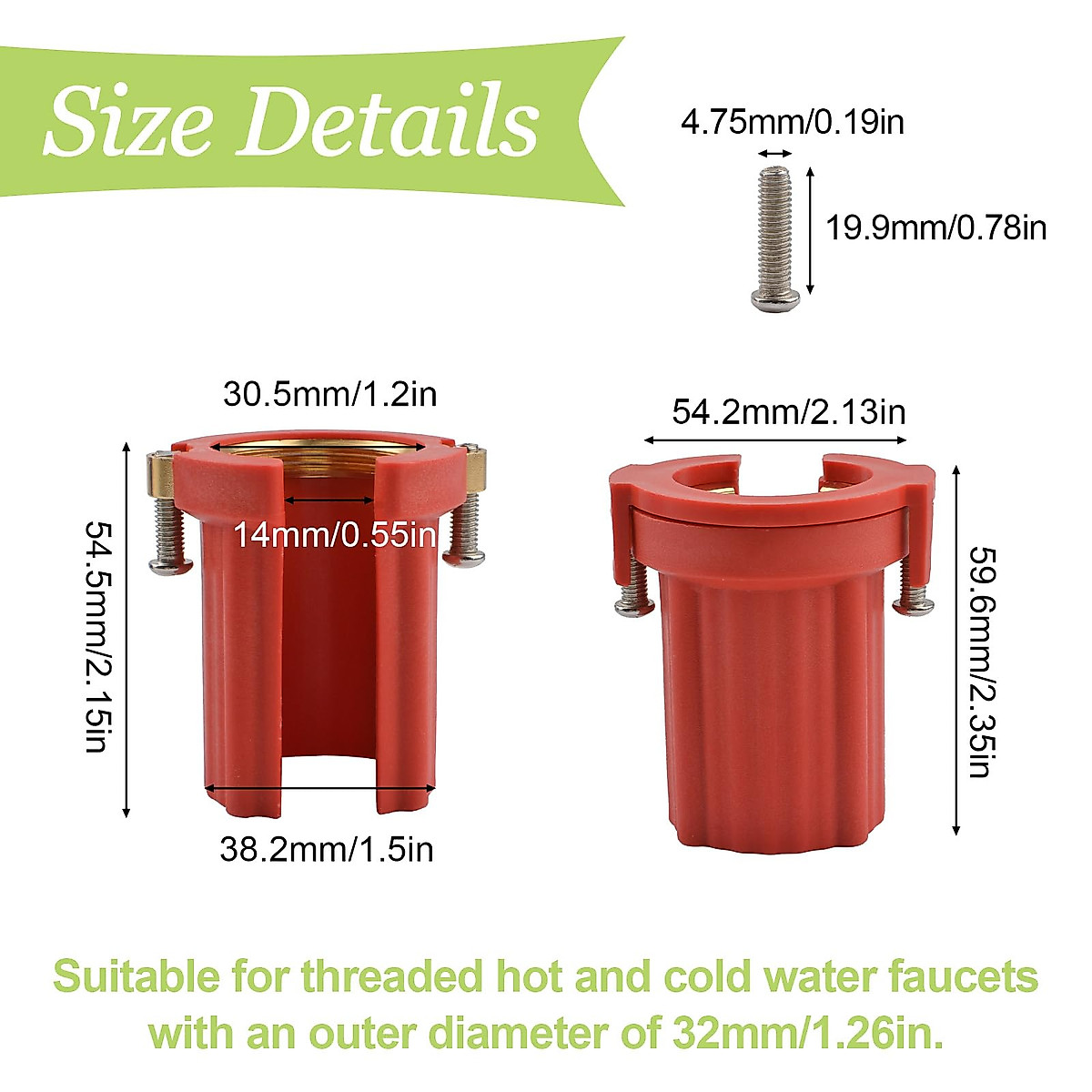 UFURMATE 3PCS Hot and Cold Water Faucet Fixing Nuts ABS Plastic Faucet Lock Nut Hot Cold Water Faucet Anti-loosening Nut for Kitchen Bathroom (Red)