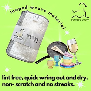 Bamboo Dish Cloths, Eco-Friendly,Non-Scratch,Lint-Free,Quick-Dry,Re-Usable,CleaningTowel Pack of 6 (Medium Ducky 9x7inch, Modern Grey/White)