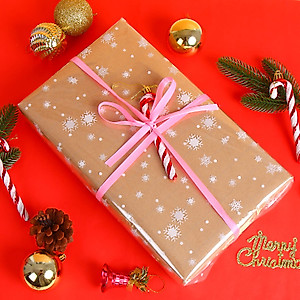 SULOLI Christmas Cellophane Wrap Roll - 32 In x 99 Ft Snowflakes Christmas Wrapping for Gifts Flowers Hampers Baskets