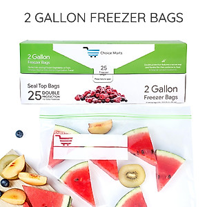 2 Gallon Ziplock Bags 25 Count Resealable Extra Strong and Leak Proof With Double Ziplock Perfect Freezer Bags for Berries Fruit and Food Great 2 Gallon Storage Bags