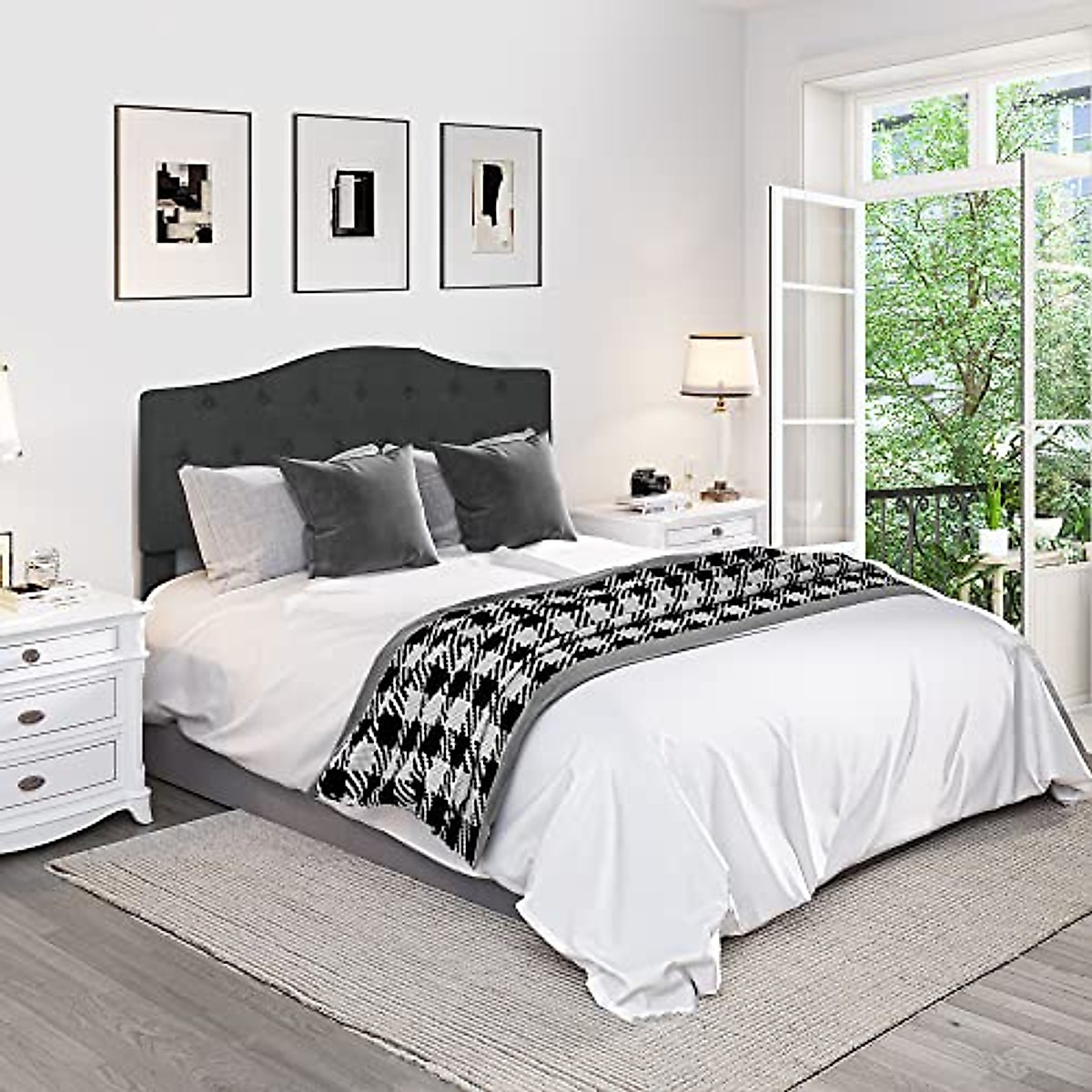 YITAHOME Upholstered Headboard, Linen Tufted Upholstered Headboard with Diamond Tufted, Headboards for Full/Queen Size Bed - Grey