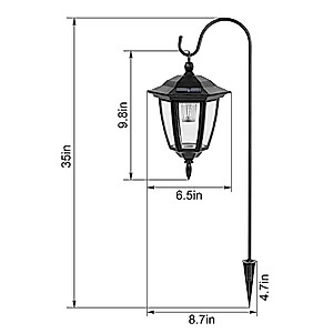 Vioview Hanging Solar Lights, 35 Inch Hanging Solar Lantern with 2 Shepherd Hooks Waterproof Dual Use Outdoor Decor Solar Lights Lantern for Garden, Patio, Front Porch, Yard, Flower Bed, 2Pack