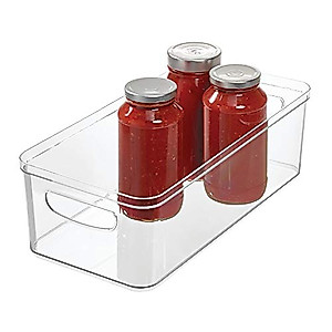iDesign BPA-Free Plastic Crisp Large Pantry and Fridge Organizer with Easy to Grip Integrated Handles for Kitchen, Fridge, Freezer, Pantry and Cabinet Organization, 16" x 8" x 5", Clear