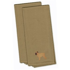 Caroline's Treasures BB3440TNTWE Brussels Griffon Tan Embroidered Towel Set of 2 Decorative Bathroom Guest Hand Towel for Hand, Face, Tea, Dishcloth, 19 X 25, Tan