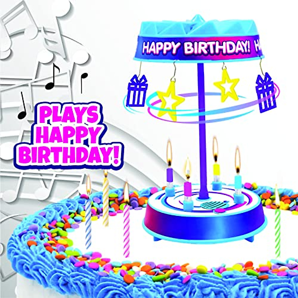 BEST PARTY EVER! Spincredible Candle, Singing Candle-Powered Spinning Cake Topper, Reusable Birthday Candle, Fits Any Size Cake, Great for Birthdays, 1 Count
