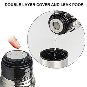 ALAZA Real Tree Camouflage Vacuum Insulated Stainless Steel Water Bottle Double Wall Construction Leak Proof Thermos Flask Genuine Leather Cover 17 Oz