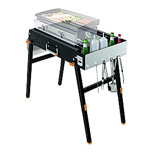 Yukon Glory Universal Portable Grill Table/Flat Top Grill Griddles Stand with Built in Grill Caddy - Designed to Fit Tabletop Blackstone Griddle & Many Others - Outdoor Cooking Camping & Tailgating