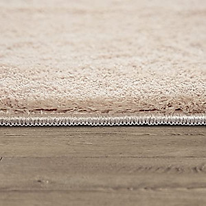 Paco Home Soft Washable Area Rug in Beige Cream Cozy Anti-Slip Solid Color, Size: 2'8" x 4'11"