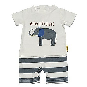 Terrible 2's One-Piece Toddler Elephant Romper with a Back Zipper in White/Gray (5T, White/Gray)