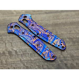 Flamed SUNRISE heat ano engraved Titanium Scales for Benchmade 940 Osborne