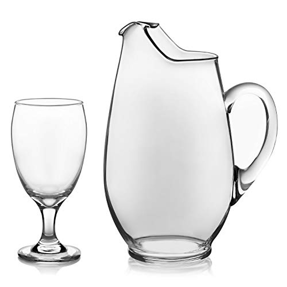 Libbey Carolina Entertaining Set with 6 Goblet Glasses and Pitcher, 16.25 oz