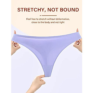 Sunm Boutique 5 Pack Seamless Thongs for Women No Show Thongs Nylon Stretch Thong Panties Underwear S-XL