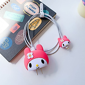 3D Cute Cartoon Designs Protective Case,Cute Cartoon Lightning Cable Protector Cover, for iPhone Charger Cute Case Compatible with Apple 20W USB-C Power Adapter Charger Cable (Melody)