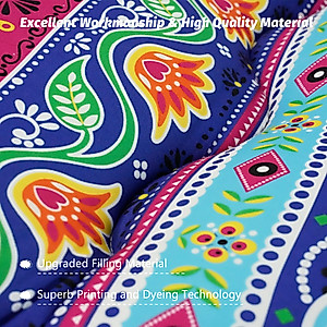 MAXYOYO Bohemian Floor Mattress Futon Mattress Vintage Floral Japanese Futon Mattress Roll Up Tatami Floor Mat Foldable Bed Portable Camping Mattress Sleeping Pad Floor Lounger Bed Full Size