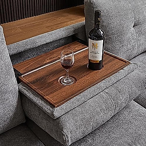 Pingliang Home Convertible Sectional Sofa with Storage, 4 Seat L Shaped Couch with Chaise and Cup Holder, Modern Microfiber Fabric Sofas Couches for Living Room, Apartment, Office (Light Grey)