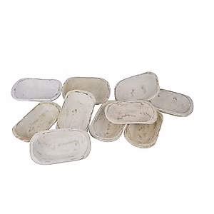 Rustic Dough Bowl Wood Handmade-5-6 x 9-10 x 1.5-2 in- Mini Dough Bowl Candles - Mini White Dough Bowls (Quantity-15)
