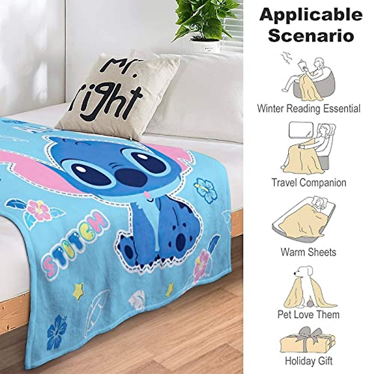 Cartoon Anime Blankets Soft Flannel Throw Blanket Gifts Suitable for Kids and Adults,Warm Home Bed Sofa Christmas/Halloween Blanket Suitable for All Season（50"X40"）