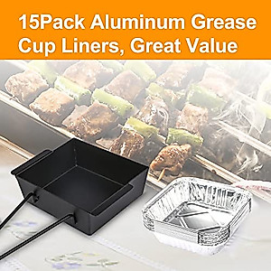 Hisencn Grill Drip Pan for Nexgrill 720-0830H 720-0830D 720-0783EH 720-0882A 720-0888 720-0888N Grease Catcher Cup, Grease Box, Grease Collection Pan Holder Drip Tray with 15 Pack Aluminum Foil Liner