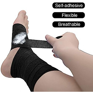 Self Adhesive Bandage Rolls BISIBITA2 Grip Cover Sensi Wrap Tape for Tattoo,Sports,Wrist,Ankle,Pets 5-Yards 24pcs (1 inch, Black)
