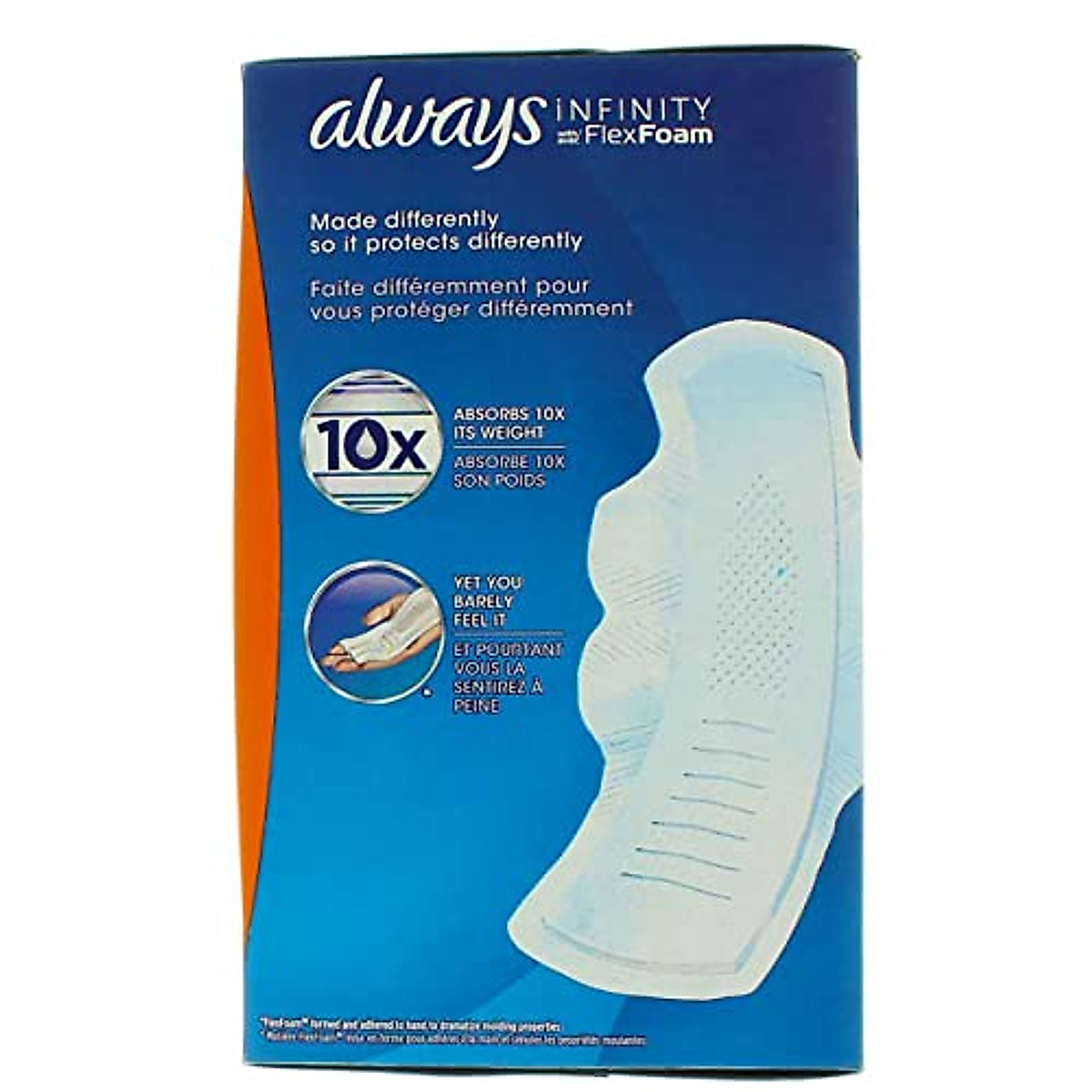 Always Infinity FlexFoam Pads for Women, Size 4, Overnight Absorbency, Unscented, 26 Count