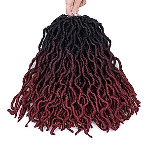 14 Inch Goddess Faux locs Crochet Hair 6 Packs/Lot Soft Gypsy Locs Wavy Crochet Braids Dreadlocks 3 Tone Curly Wavy Twist Braiding Hair Extensions African Roots Braid（#1B/99j/530)