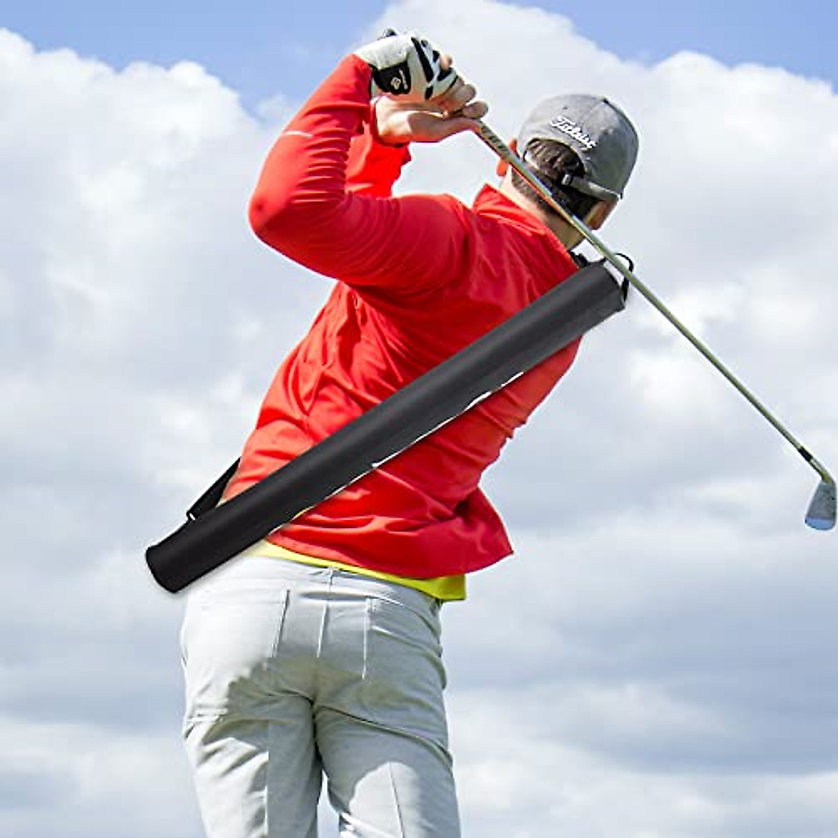 Carabmer Golf Bag Beer Sleeve - Golf Cooler Bag Holds 6，7Cans of Beer or 2 Bottles of Wine,Golf Accessories for Men and Women (Black)