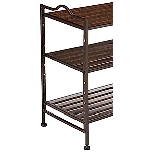SONGMICS Entryway Shoe Storage Organizer with Metal Frame, 3-tier, Bronze