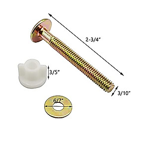 4 Pieces Universal Toilet Seat Bolts Screws Set Heavy Duty Toilet Seat Hinge Bolts with Plastic Nuts and Metal Washers Replacement Parts for Top Mount Toilet Seat Hinges