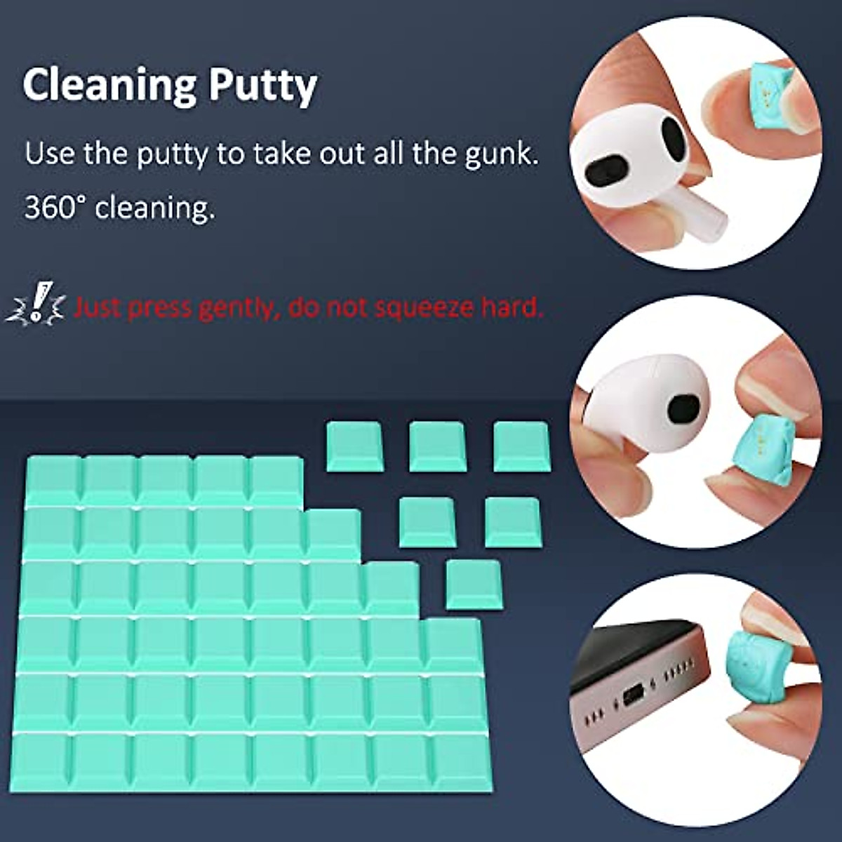 Yunerz for Airpods Cleaner Kit, Earbuds Cleaning Pen, Bluetooth Headphone Cleaning Tool with Cleaning Putty for Airpods Pro 1 2 3 and Other Earphones, Upgraded Kits with Cloth and Wet Dry Wipes