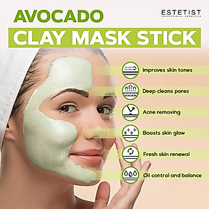 Avocado Clay Mask Stick Set Deep Pore Cleanser Blackhead Remover Replenishing Moisture Oil Control and Balance Skin Detoxifying Anti-Acne Treatment Skin Care for All Skin Types Pack of 3