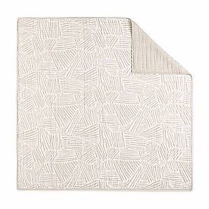 babyletto 100% Organic Cotton Quilt, GOTS-Certified, 3-Layers of Ultra-Soft and Breathable Muslin - Oat Stripe