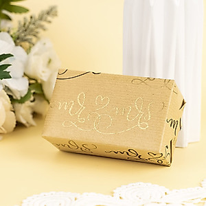 RUSPEPA Kraft Wrapping Paper Roll - Mini Roll - Mr. & Mrs. Pattern Great for Wedding, Anniversary - 17.5 Inches X 32.8 Feet