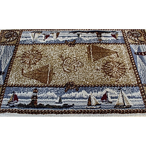 Masada Rugs Nature Area Rug Mat Nautical Scene (2 Feet X 3 Feet 2 Inch) Mat