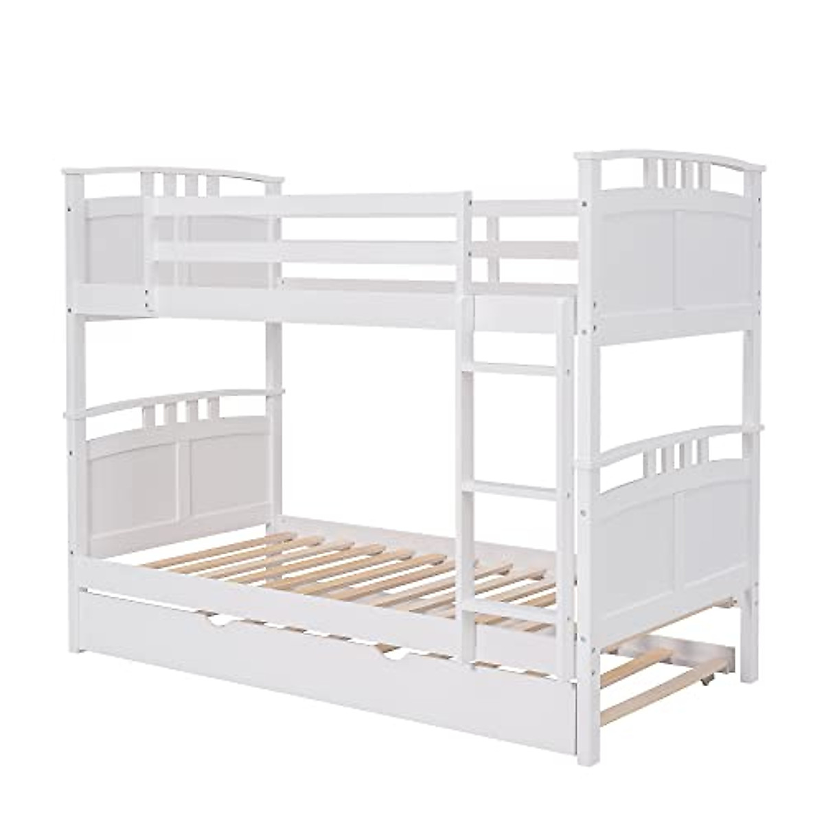 Lepfun Full-Over-Full Bunk Bed with Twin Size Trundle, Separable Bunk Bed for Bedroom, for Boys and Girls, No Box Spring Required, Space Saving Design, White