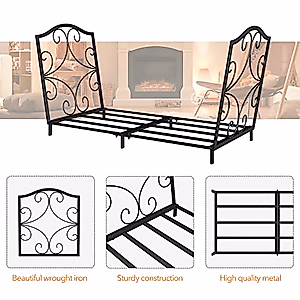 IDEALHOUSE Fireplace Decorative Firewood Rack 30 Inch Iron Indoor/Outdoor Firewood Storage Rack Log Stand Stacker Holder Wood Rack for Firewood (L)