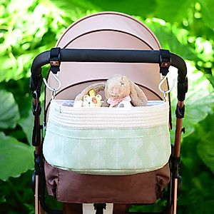 Homlynn Baby Stroller Hooks Diaper Clip Straps Stroller Accessory Baby Buggy Hooks, Premium Leather Hooks for Shopping Cart, Stroller, Rollator, Baby Walker(2 Pack,Brown)