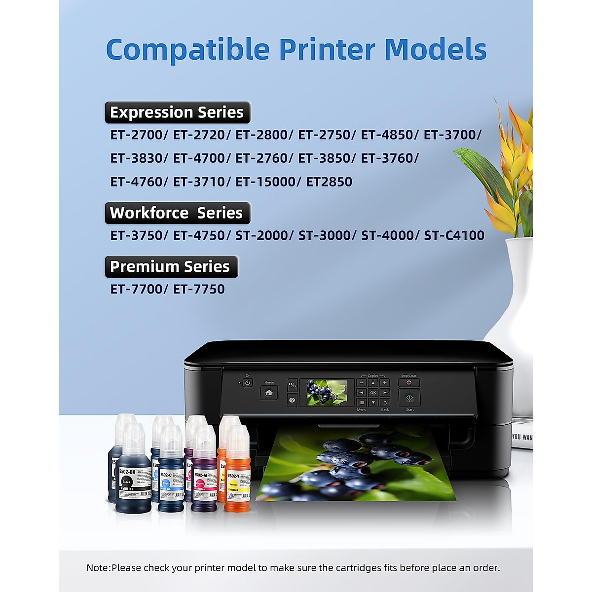 OIunendlich Compatible Epson 502 T502 Refill Ink Bottles Replacement for Epson Ecotank ET-2750 ET-3750 ET-4750 ET-2760 ET-3760 ET-4760 ET-2700 ET-3700 ET-3710 ET-15000 ST-2000 ST-3000 ST-4000 Printer