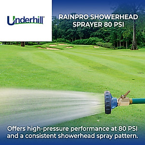 Underhill RainPro Showerhead Garden Water Hose Nozzle Sprayer, 40 GPM 80 PSI, 3/4-Inch Thread Inlet, High Pressure Attachment, Heavy-Duty, SHN-75