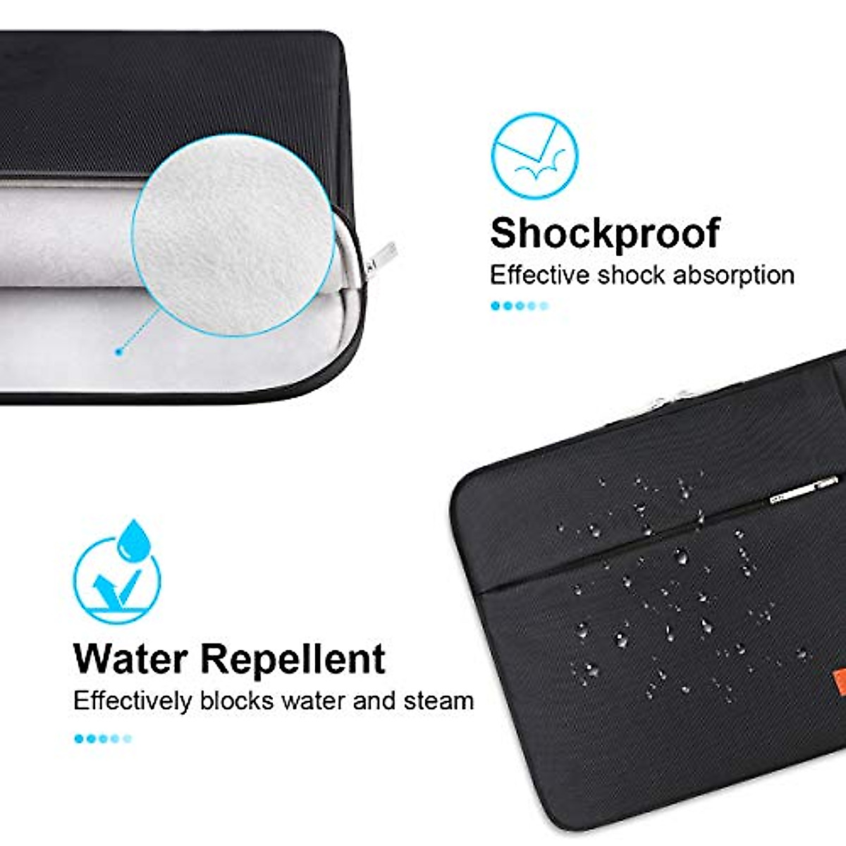 Lacdo 13 inch Laptop Sleeve Case for 13 inch New MacBook Air M2 A2681 M1 A2337 A2179 A1932 | 13 inch New MacBook Pro M2 M1 A2338 A2251 A2289 A2159 A1989 | 12.9" iPad Pro 6th 5th 4rd Computer Bag,Black