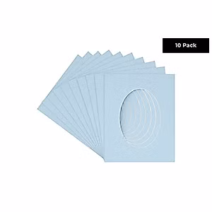 CountryArtHouse Baby Blue Acid Free 8.5x11 Oval Picture Frame Mat with White Core Bevel Cut for 7x10 Pictures - Fits 8.5x11 Frame - Pack of 10 Matboards