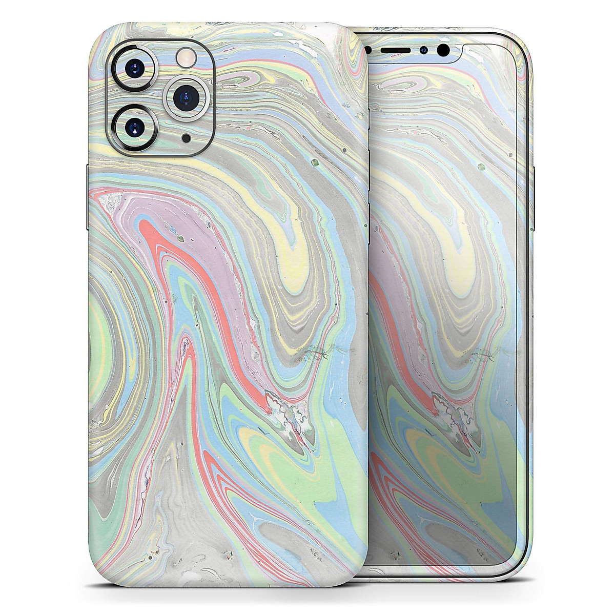 Design Skinz Marbleized Swirling Colors v2 - DesignSkinz Protective Vinyl Decal Wrap Skin Cover Compatible with The Apple iPhone 7 Plus (Full-Body, Screen Trim & Back Glass Skin)