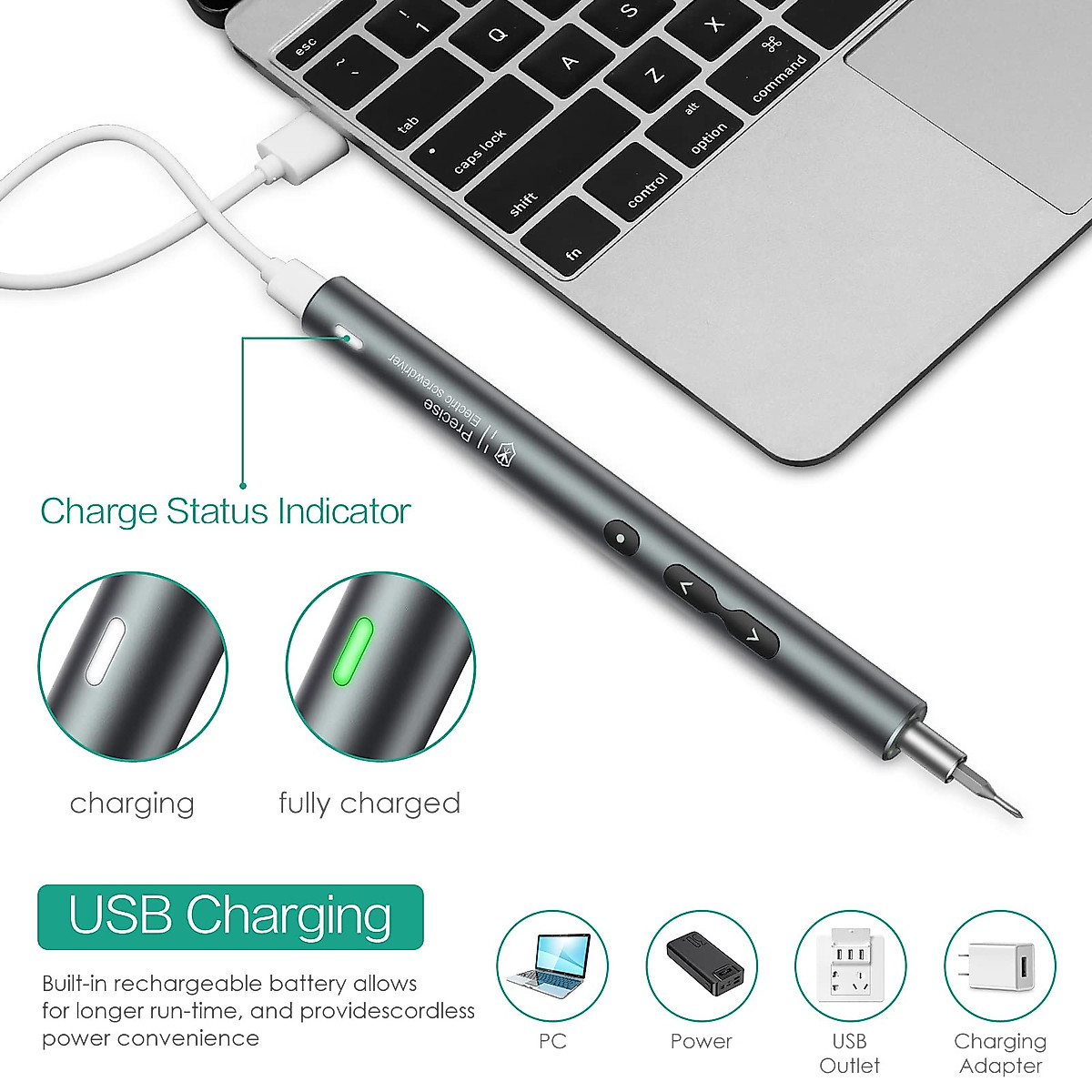 ORIA Electric Screwdriver, (New Version) 28 in 1 Mini Electric Screwdriver Set, Rechargeable Repair Tools Kit, Precision Screwdriver with Type-C Charging, for Smartphones,Toys, PC